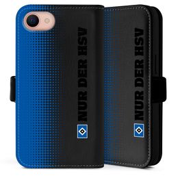 DeinDesign iPhone 16e Handy Klapph&uuml;lle Handyh&uuml;lle aus Kunst Leder schwarz Flip Case Logo Hsv Transparent Sideflip mit Lasche