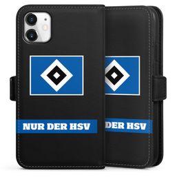 DeinDesign iPhone 11 Handy Klapph&uuml;lle Handyh&uuml;lle aus Kunst Leder schwarz Flip Case Hamburger Sv Statement Hsv Sideflip mit Lasche