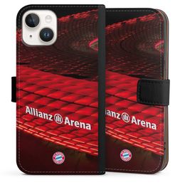 DeinDesign iPhone 14 Handy Klapph&uuml;lle Handyh&uuml;lle aus Kunst Leder schwarz Flip Case Fc Bayern M&uuml;nchen Stadium Fcb Sideflip mit Lasche