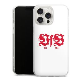 DeinDesign iPhone 15 Pro Max Handy Silikon H&uuml;lle Case transparent Handyh&uuml;lle Official Licensed Product Lettering Vfb Stuttgart Silikon Case