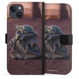 DeinDesign iPhone 14 Plus Handy Klapph&uuml;lle Handyh&uuml;lle aus Kunst Leder schwarz Flip Case The Child Star Wars Baby Yoda Sideflip mit langer Lasche