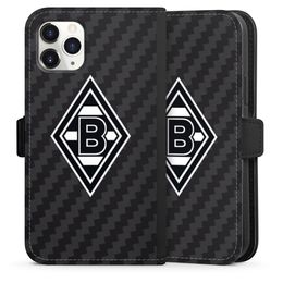 DeinDesign iPhone 11 Pro Handy Klapph&uuml;lle Handyh&uuml;lle aus Kunst Leder schwarz Flip Case Borussia M&ouml;nchengladbach Carbon Gladbach Sideflip mit Lasche