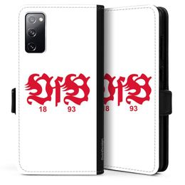 DeinDesign Galaxy S20 Handy Klapph&uuml;lle Handyh&uuml;lle aus Kunst Leder schwarz Flip Case Official Licensed Product Lettering Vfb Stuttgart Sideflip mit Lasche