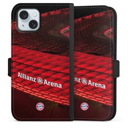 DeinDesign iPhone 15 Handy Klapph&uuml;lle Handyh&uuml;lle aus Kunst Leder schwarz Flip Case Fc Bayern M&uuml;nchen Stadium Fcb Sideflip mit Lasche