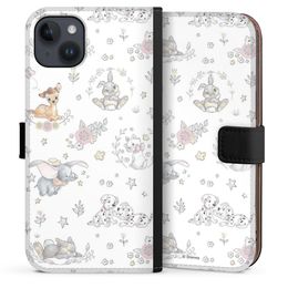 DeinDesign iPhone 14 Plus Handy Klapph&uuml;lle Handyh&uuml;lle aus Kunst Leder schwarz Flip Case Disney Dumbo Bambi Sideflip mit langer Lasche