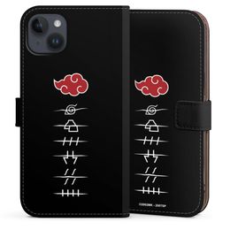 DeinDesign iPhone 14 Plus Handy Klapph&uuml;lle Handyh&uuml;lle aus Kunst Leder schwarz Flip Case Naruto Shippuden Official Licensed Product Akatsuki Sideflip mit langer 