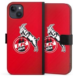 DeinDesign iPhone 14 Plus Handy Klapph&uuml;lle Handyh&uuml;lle aus Kunst Leder schwarz Flip Case 1. Fc K&ouml;ln Effzeh Official Licensed Product Sideflip mit langer Lasche