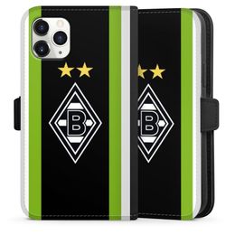 DeinDesign iPhone 11 Pro Handy Klapph&uuml;lle Handyh&uuml;lle aus Kunst Leder schwarz Flip Case Logo Gladbach Borussia M&ouml;nchengladbach Sideflip mit Lasche