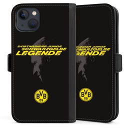 DeinDesign iPhone 13 Handy Klapph&uuml;lle Handyh&uuml;lle aus Kunst Leder schwarz Flip Case Borussia Dortmund Bvb Marco Reus Sideflip mit Lasche
