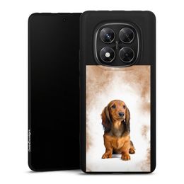 DeinDesign Xiaomi Redmi Note 14 Pro 5G Handy Premium Silikon H&uuml;lle Handyh&uuml;lle schwarz Case Pet Dachshund Dog Silikon Premium Case