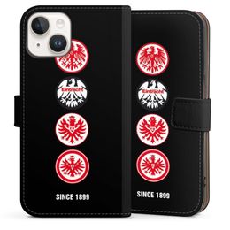 DeinDesign iPhone 14 Handy Klapph&uuml;lle Handyh&uuml;lle aus Kunst Leder schwarz Flip Case Eintracht Frankfurt Soccer Sge Sideflip mit Lasche