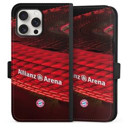 DeinDesign iPhone 15 Pro Max Handy Klapph&uuml;lle Handyh&uuml;lle aus Kunst Leder schwarz Flip Case Fc Bayern M&uuml;nchen Stadium Fcb Sideflip mit Lasche