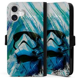 DeinDesign iPhone 16 Plus Handy Klapph&uuml;lle Handyh&uuml;lle aus Kunst Leder schwarz Flip Case Colourful Stormtrooper Star Wars Sideflip mit Lasche