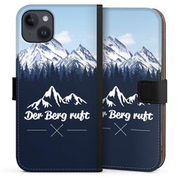 DeinDesign iPhone 14 Plus Handy Klapph&uuml;lle Handyh&uuml;lle aus Kunst Leder schwarz Flip Case Wanderlust Sky Mountain Sideflip mit langer Lasche