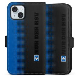 DeinDesign iPhone 15 Handy Klapph&uuml;lle Handyh&uuml;lle aus Kunst Leder schwarz Flip Case Logo Hsv Transparent Sideflip mit Lasche