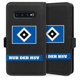 DeinDesign Galaxy S10 Plus Handy Klapph&uuml;lle Handyh&uuml;lle aus Kunst Leder schwarz Flip Case Hamburger Sv Statement Hsv Sideflip mit Lasche