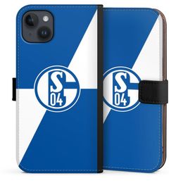 DeinDesign iPhone 14 Plus Handy Klapph&uuml;lle Handyh&uuml;lle aus Kunst Leder schwarz Flip Case Official Licensed Product Fc Schalke 04 Bundesliga Sideflip mit langer 