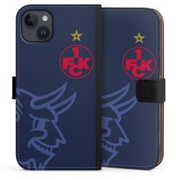 DeinDesign iPhone 14 Plus Handy Klapph&uuml;lle Handyh&uuml;lle aus Kunst Leder schwarz Flip Case Logo 1. Fc Kaiserslautern 1. Fck Sideflip mit langer Lasche