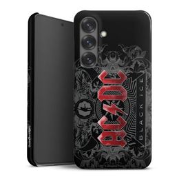 DeinDesign Galaxy S25 Handy Premium Case Smartphone Handyh&uuml;lle Schutzh&uuml;lle gl&auml;nzend Merchandise Black Ice Acdc Premium Case