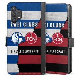 DeinDesign Galaxy A32 4G Handy Klapph&uuml;lle Handyh&uuml;lle aus Kunst Leder schwarz Flip Case Friendship 1. Fc N&uuml;rnberg Fc Schalke 04 Sideflip mit Lasche
