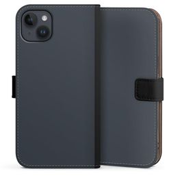 DeinDesign iPhone 14 Plus Handy Klapph&uuml;lle Handyh&uuml;lle aus Kunst Leder schwarz Flip Case Anthracite Grey Unicoloured Sideflip mit langer Lasche