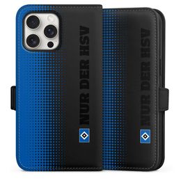 DeinDesign iPhone 15 Pro Max Handy Klapph&uuml;lle Handyh&uuml;lle aus Kunst Leder schwarz Flip Case Logo Hsv Transparent Sideflip mit Lasche