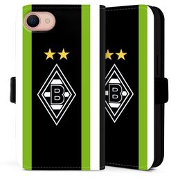 DeinDesign iPhone 16e Handy Klapph&uuml;lle Handyh&uuml;lle aus Kunst Leder schwarz Flip Case Logo Gladbach Borussia M&ouml;nchengladbach Sideflip mit Lasche