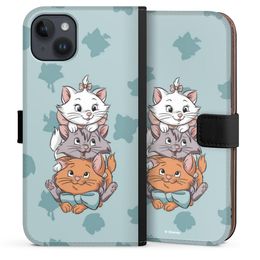 DeinDesign iPhone 14 Plus Handy Klapph&uuml;lle Handyh&uuml;lle aus Kunst Leder schwarz Flip Case Disney Aristocats Cat Sideflip mit langer Lasche