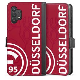 DeinDesign Galaxy A32 4G Handy Klapph&uuml;lle Handyh&uuml;lle aus Kunst Leder schwarz Flip Case Lettering F95 Fortuna D&uuml;sseldorf Sideflip mit Lasche