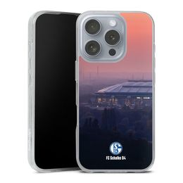 DeinDesign iPhone 16 Pro Handy Silikon H&uuml;lle Case transparent Handyh&uuml;lle Fc Schalke 04 Official Licensed Product Stadium Silikon Case