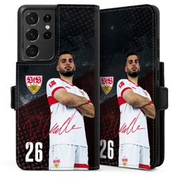 DeinDesign Galaxy S21 Ultra 5G Handy Klapph&uuml;lle Handyh&uuml;lle aus Kunst Leder schwarz Flip Case Official Licensed Product Deniz Undav Vfb Stuttgart Sideflip mit 