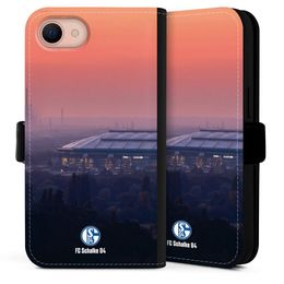 DeinDesign iPhone 16e Handy Klapph&uuml;lle Handyh&uuml;lle aus Kunst Leder schwarz Flip Case Fc Schalke 04 Official Licensed Product Stadium Sideflip mit Lasche