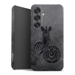 DeinDesign Galaxy S25 Handy Premium Case Smartphone Handyh&uuml;lle Schutzh&uuml;lle gl&auml;nzend Official Licensed Product Msv Duisburg Zebra Premium Case