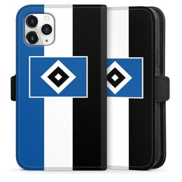 DeinDesign iPhone 11 Pro Handy Klapph&uuml;lle Handyh&uuml;lle aus Kunst Leder schwarz Flip Case Stripes Hamburger Sv Hsv Sideflip mit Lasche
