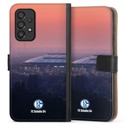 DeinDesign Galaxy A33 5G Handy Klapph&uuml;lle Handyh&uuml;lle aus Kunst Leder schwarz Flip Case Official Licensed Product Stadium Fc Schalke 04 Sideflip mit langer Lasche