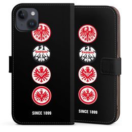 DeinDesign iPhone 14 Plus Handy Klapph&uuml;lle Handyh&uuml;lle aus Kunst Leder schwarz Flip Case Eintracht Frankfurt Soccer Sge Sideflip mit langer Lasche