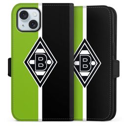 DeinDesign iPhone 15 Handy Klapph&uuml;lle Handyh&uuml;lle aus Kunst Leder schwarz Flip Case Borussia M&ouml;nchengladbach Gladbach Bundesliga Sideflip mit Lasche