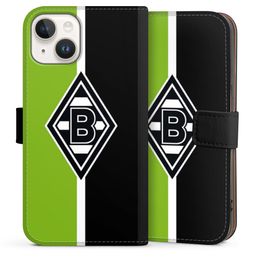 DeinDesign iPhone 14 Handy Klapph&uuml;lle Handyh&uuml;lle aus Kunst Leder schwarz Flip Case Borussia M&ouml;nchengladbach Gladbach Bundesliga Sideflip mit Lasche