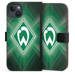 DeinDesign iPhone 14 Plus Handy Klapph&uuml;lle Handyh&uuml;lle aus Kunst Leder schwarz Flip Case Sv Werder Bremen Coat Of Arms Official Licensed Product Sideflip mit 