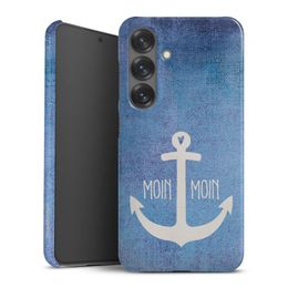 DeinDesign Galaxy S25 Handy Premium Case Smartphone Handyh&uuml;lle Schutzh&uuml;lle gl&auml;nzend Anchor Maritim Blue Premium Case
