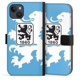 DeinDesign iPhone 14 Plus Handy Klapph&uuml;lle Handyh&uuml;lle aus Kunst Leder schwarz Flip Case Coat Of Arms Tsv 1860 M&uuml;nchen Official Licensed Product Sideflip mit 