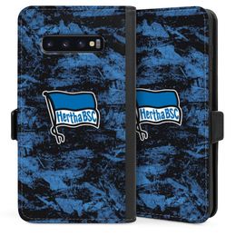 DeinDesign Galaxy S10 Plus Handy Klapph&uuml;lle Handyh&uuml;lle aus Kunst Leder schwarz Flip Case Flag Hertha Bsc Logo Sideflip mit Lasche