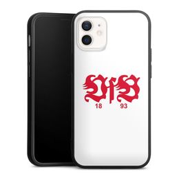 DeinDesign iPhone 12 mini Handy Premium Silikon H&uuml;lle Handyh&uuml;lle schwarz Case Official Licensed Product Lettering Vfb Stuttgart Silikon Premium Case