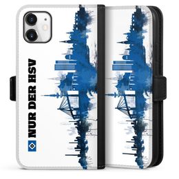 DeinDesign iPhone 11 Handy Klapph&uuml;lle Handyh&uuml;lle aus Kunst Leder schwarz Flip Case Hsv Official Licensed Product Bundesliga Sideflip mit Lasche