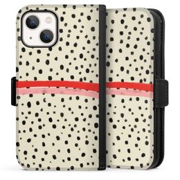 DeinDesign Galaxy A51 Handy Klapph&uuml;lle Handyh&uuml;lle aus Kunst Leder schwarz Flip Case Stripes Points Kunst Sideflip mit Lasche