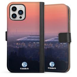 DeinDesign iPhone 13 Pro Max Handy Klapph&uuml;lle Handyh&uuml;lle aus Kunst Leder schwarz Flip Case Fc Schalke 04 Official Licensed Product Stadium Sideflip mit langer 