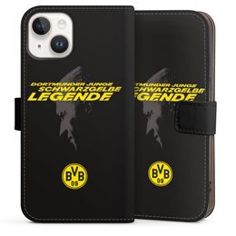 DeinDesign iPhone 14 Handy Klapph&uuml;lle Handyh&uuml;lle aus Kunst Leder schwarz Flip Case Borussia Dortmund Bvb Marco Reus Sideflip mit Lasche