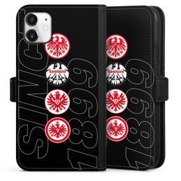 DeinDesign iPhone 11 Handy Klapph&uuml;lle Handyh&uuml;lle aus Kunst Leder schwarz Flip Case Eagle Logo Eintracht Frankfurt Sideflip mit Lasche