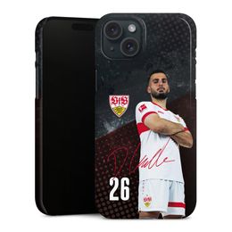 DeinDesign iPhone 15 Plus Handy Premium Case Smartphone Handyh&uuml;lle Schutzh&uuml;lle gl&auml;nzend Official Licensed Product Deniz Undav Vfb Stuttgart Premium Case