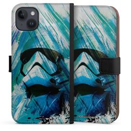DeinDesign iPhone 14 Plus Handy Klapph&uuml;lle Handyh&uuml;lle aus Kunst Leder schwarz Flip Case Colourful Stormtrooper Star Wars Sideflip mit langer Lasche